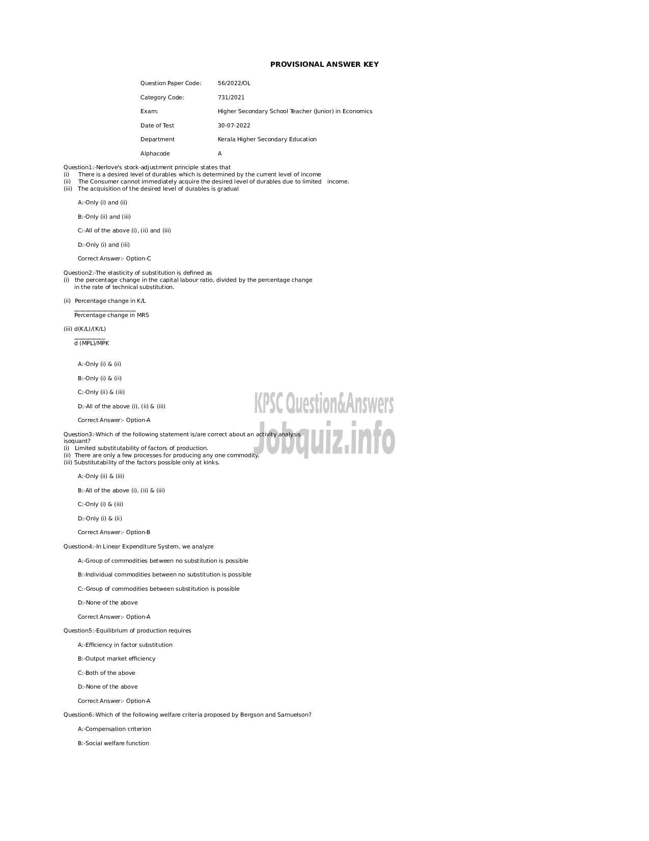 Higher Secondary School Teacher Junior In Economics Kerala Higher